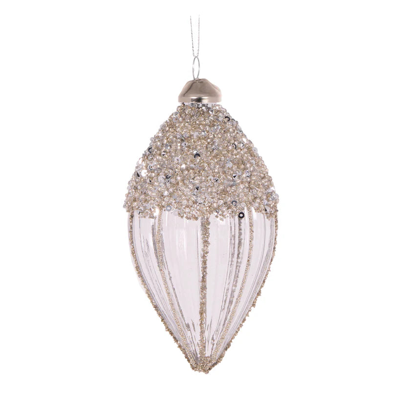 SMOKEY GREY BEADED DROP BAUBLE – The Palmier